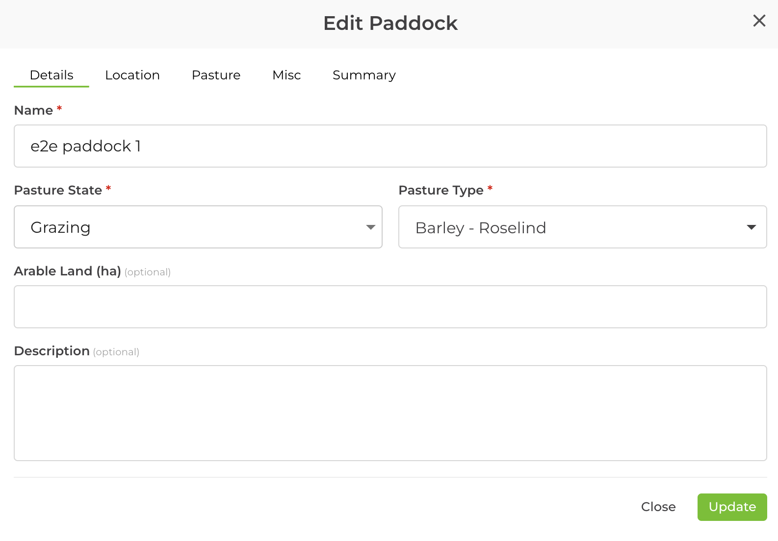 Edit a paddock - Farmdeck