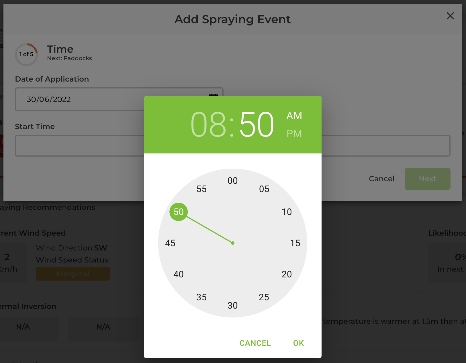 Add a spraying event - Farmdeck