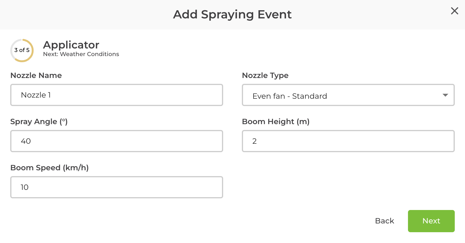 Add a spraying event - Farmdeck