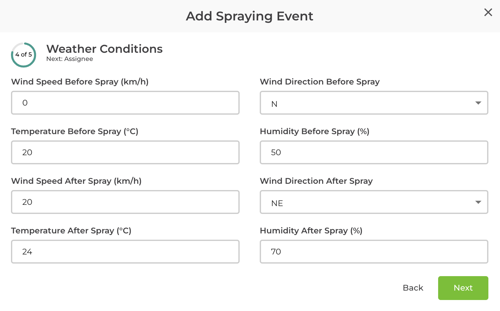 Add a spraying event - Farmdeck