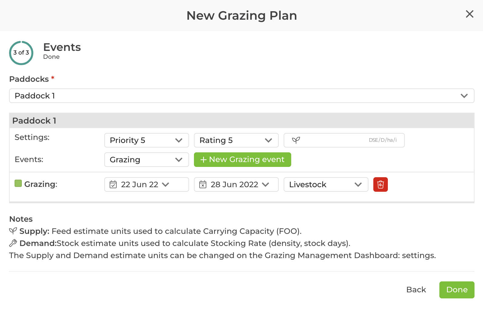 Add a new event to your grazing planner - Farmdeck